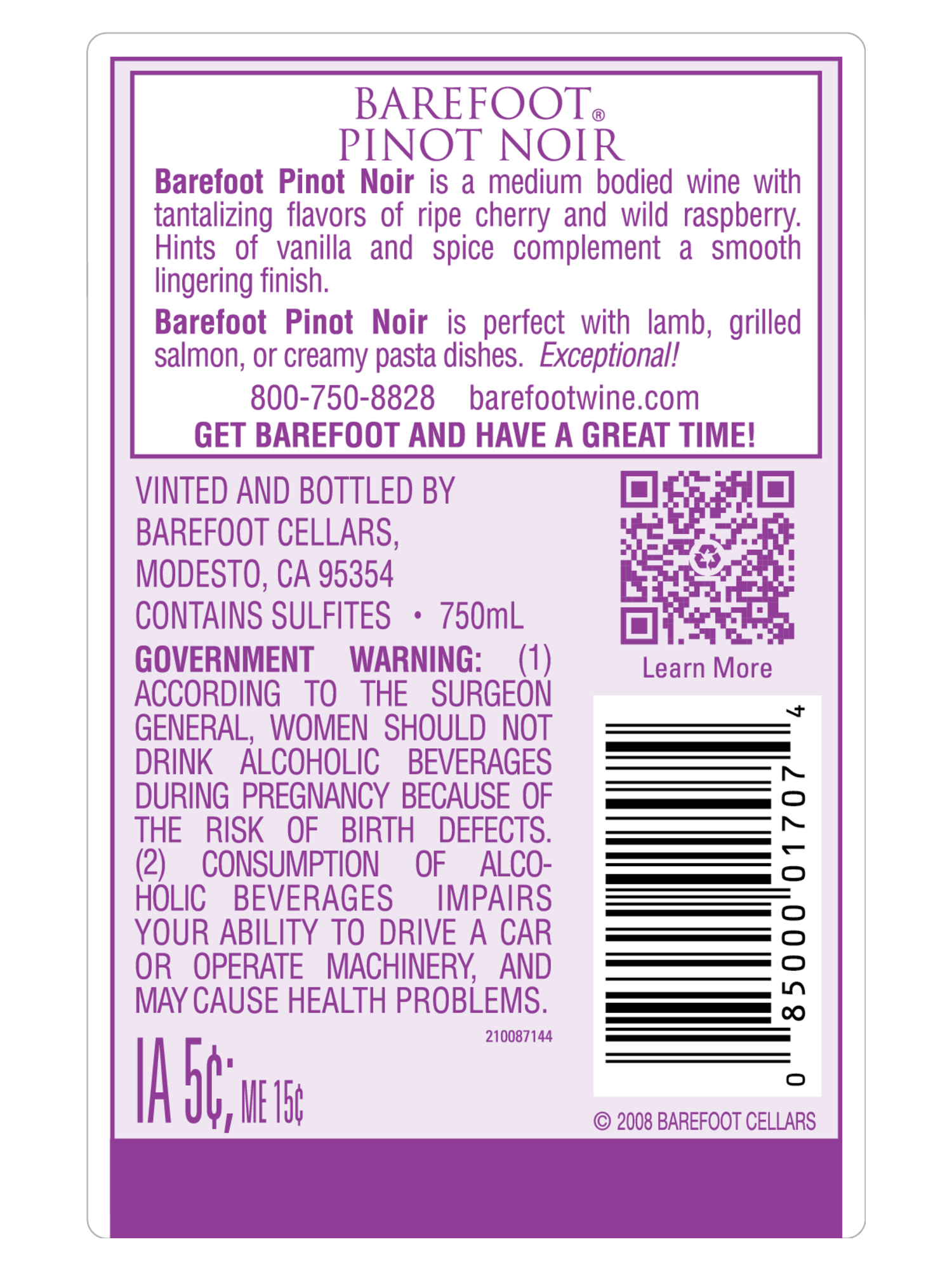 Buy Barefoot Pinot Noir 750ML Wine Online | Barefoot
