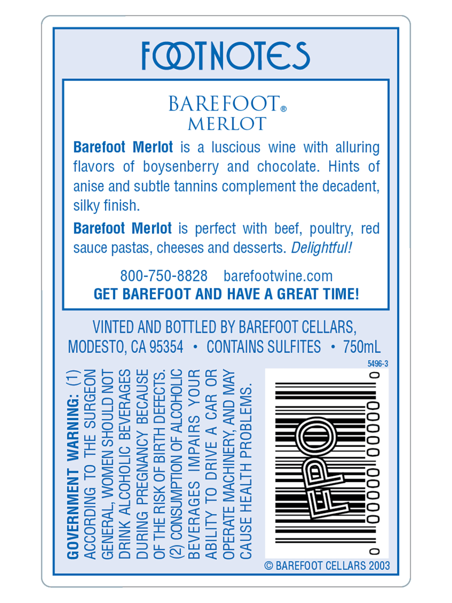 Buy Barefoot Merlot 750ML Wine Online | Barefoot